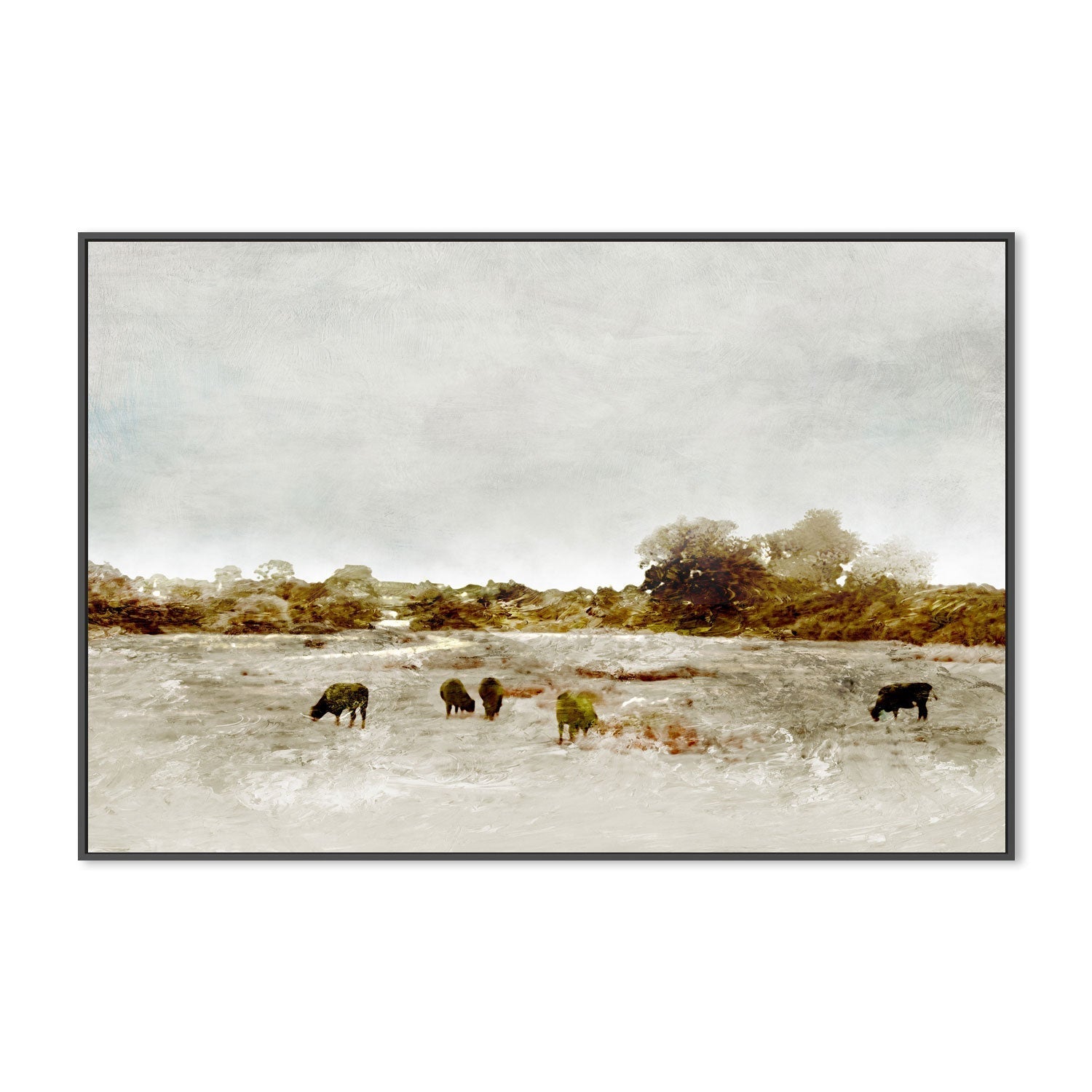 Cows By The Sea , By Dan Hobday |Wall Art Print Framed Canvas Poster – Eucalypt Art Group